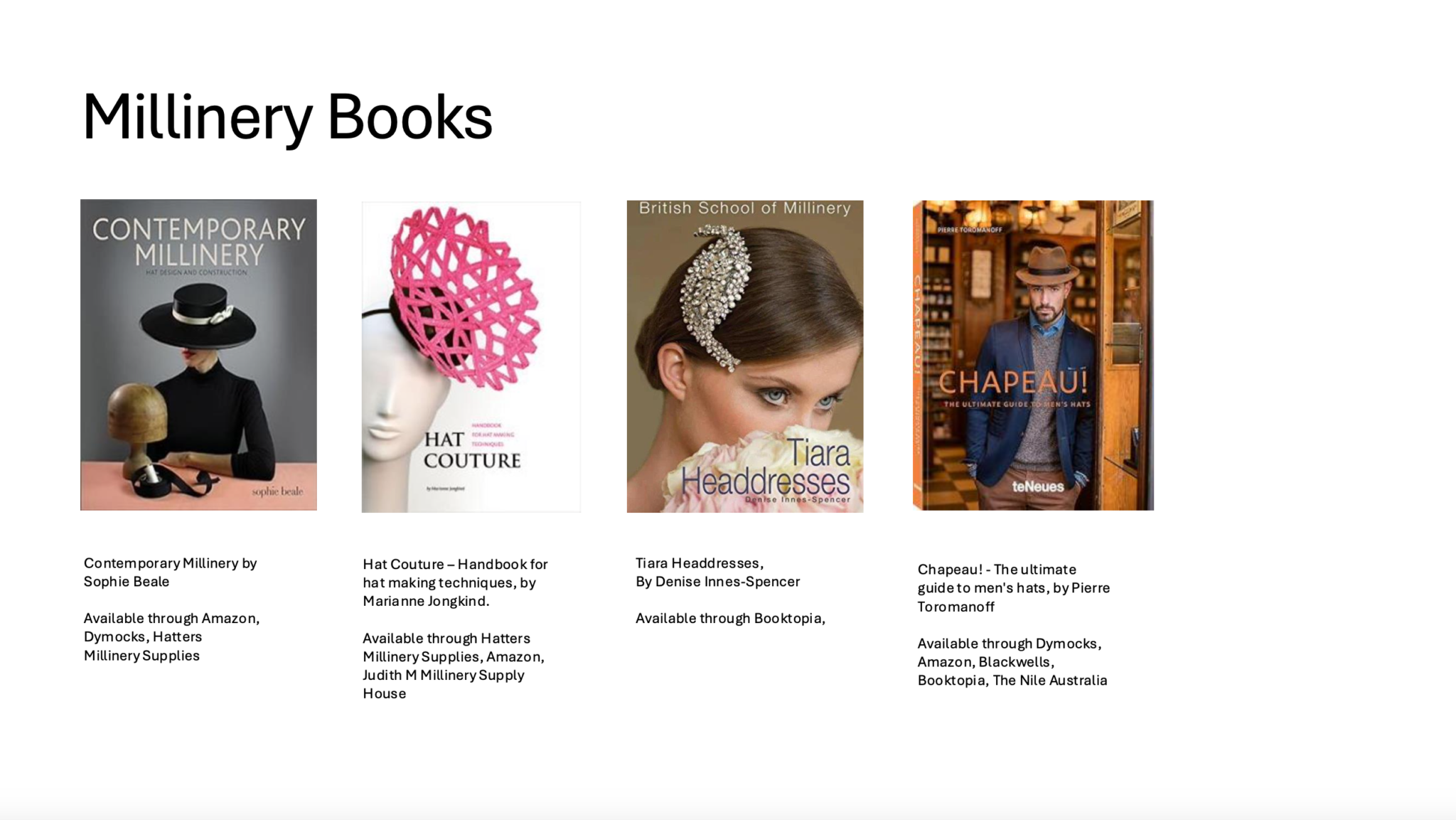 Millinery Resource Books - Millinery Australia